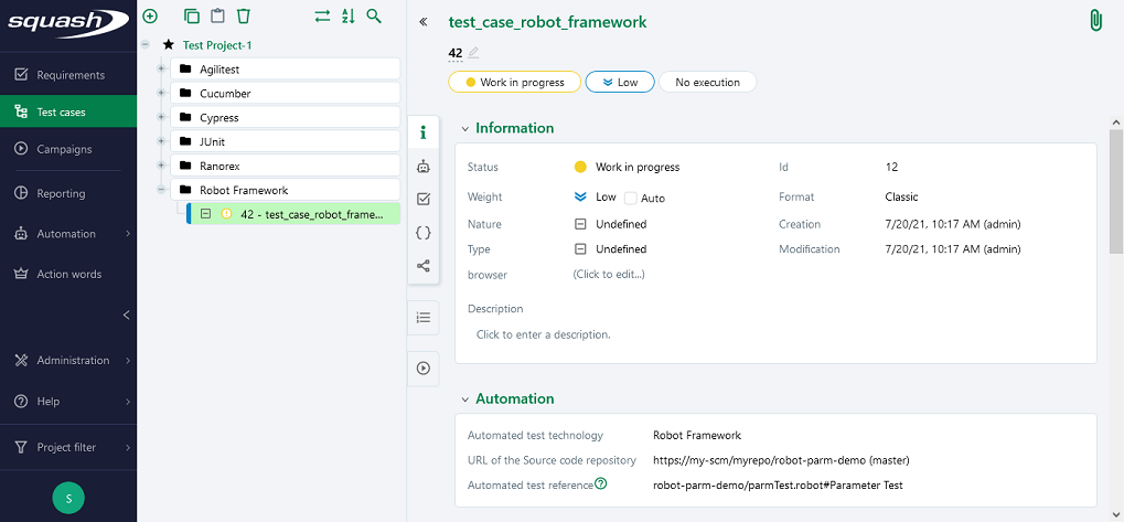 Robot Framework Squash AUTOM And Squash DEVOPS Documentation